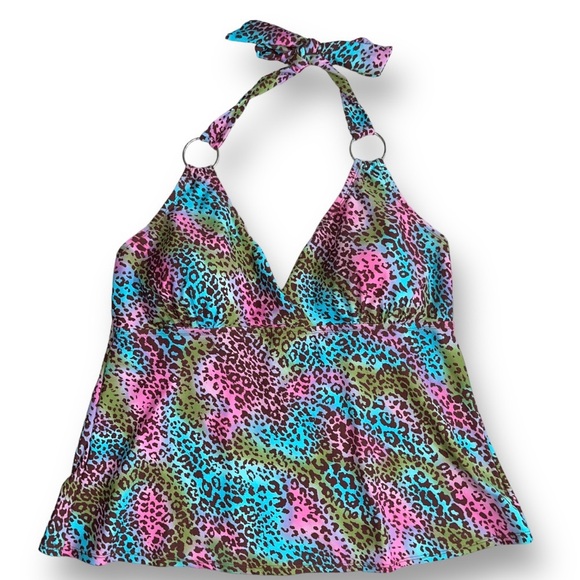 torrid | Swim | Torrid Y2k 9s Rainbow Cheetah Leopard Print Halter Swim ...